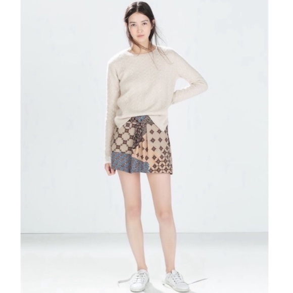 Zara | Skirts | Zara Patchwork Pleated Skirt | Poshmark